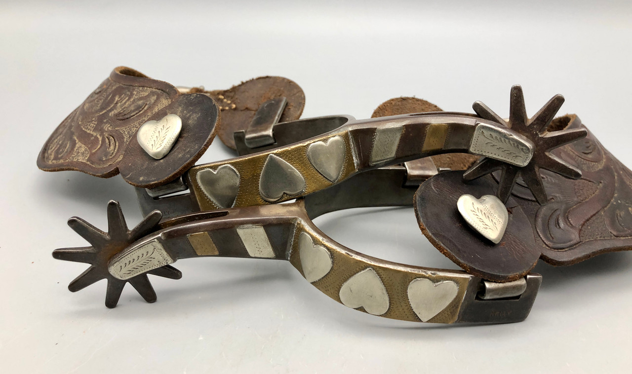 Kelly Bros. Double Mounted Heart Pattern Spurs Circa 1920s