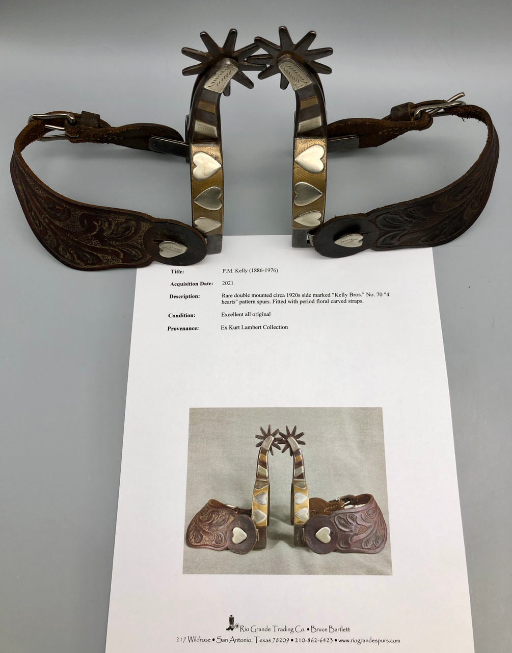 Kelly Bros. Double Mounted Heart Pattern Spurs Circa 1920s