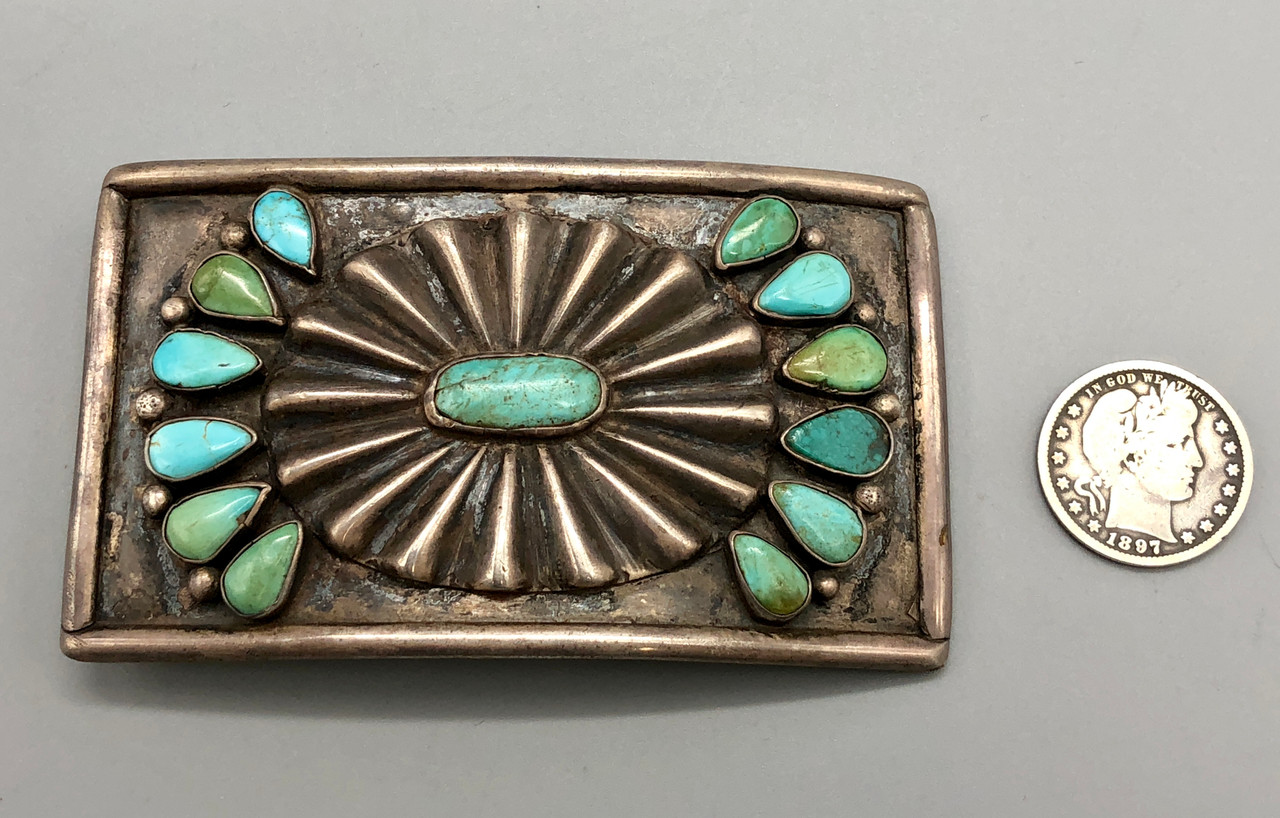 Mid-Century Natural Turquoise Belt Buckle