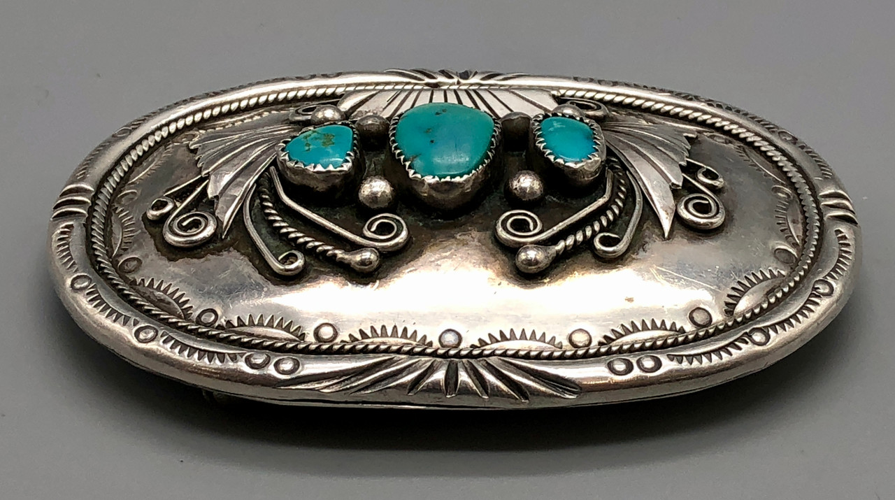 Turquoise and Sterling Silver Belt Buckle