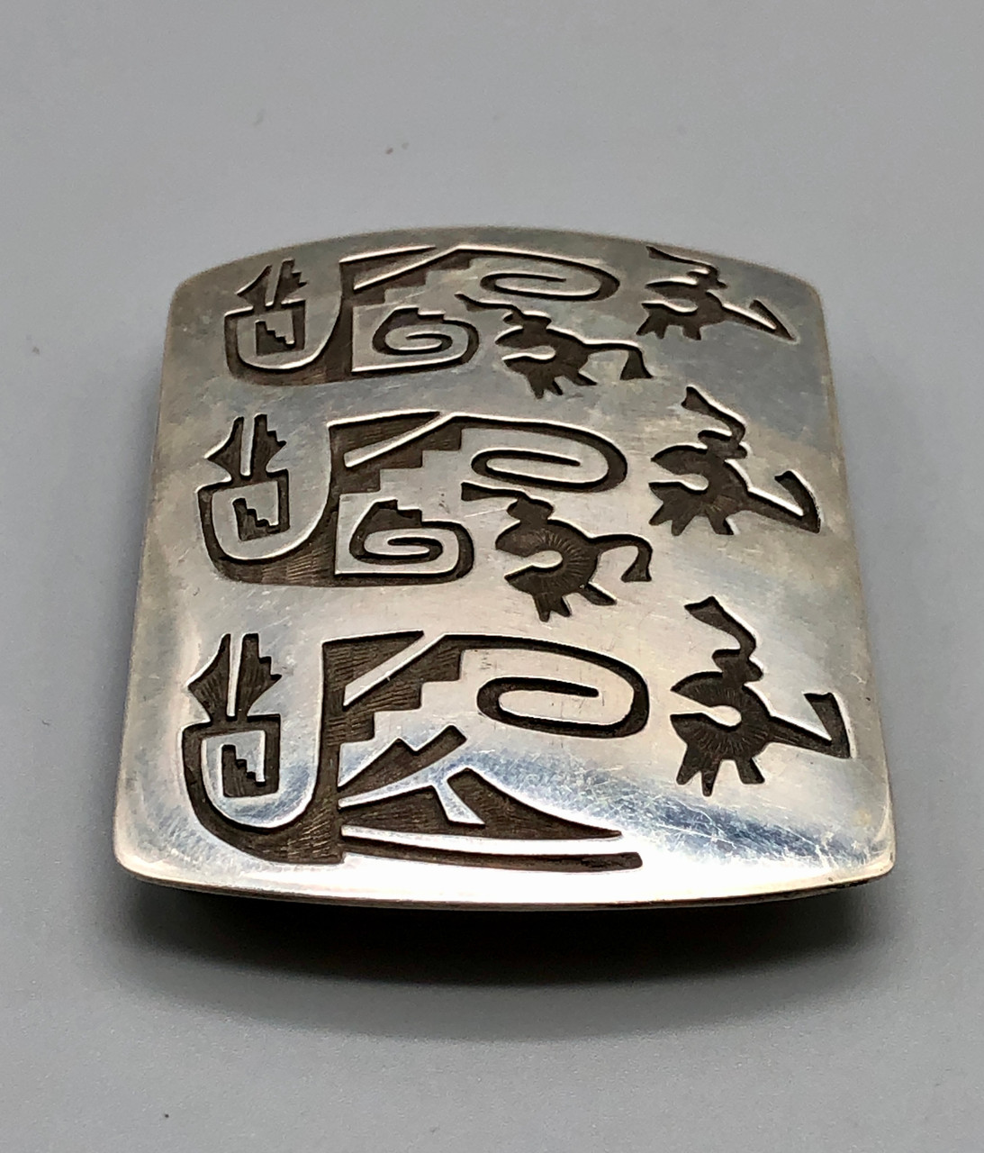 Sterling Silver Hopi Style Overlay Belt Buckle