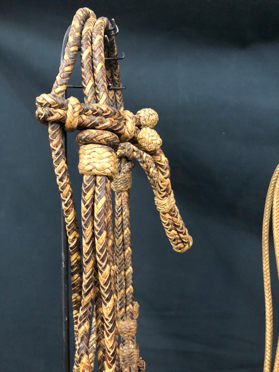 A Great Old Rawhide/Calfskin Braided Bridle with Kissing Bird Bit