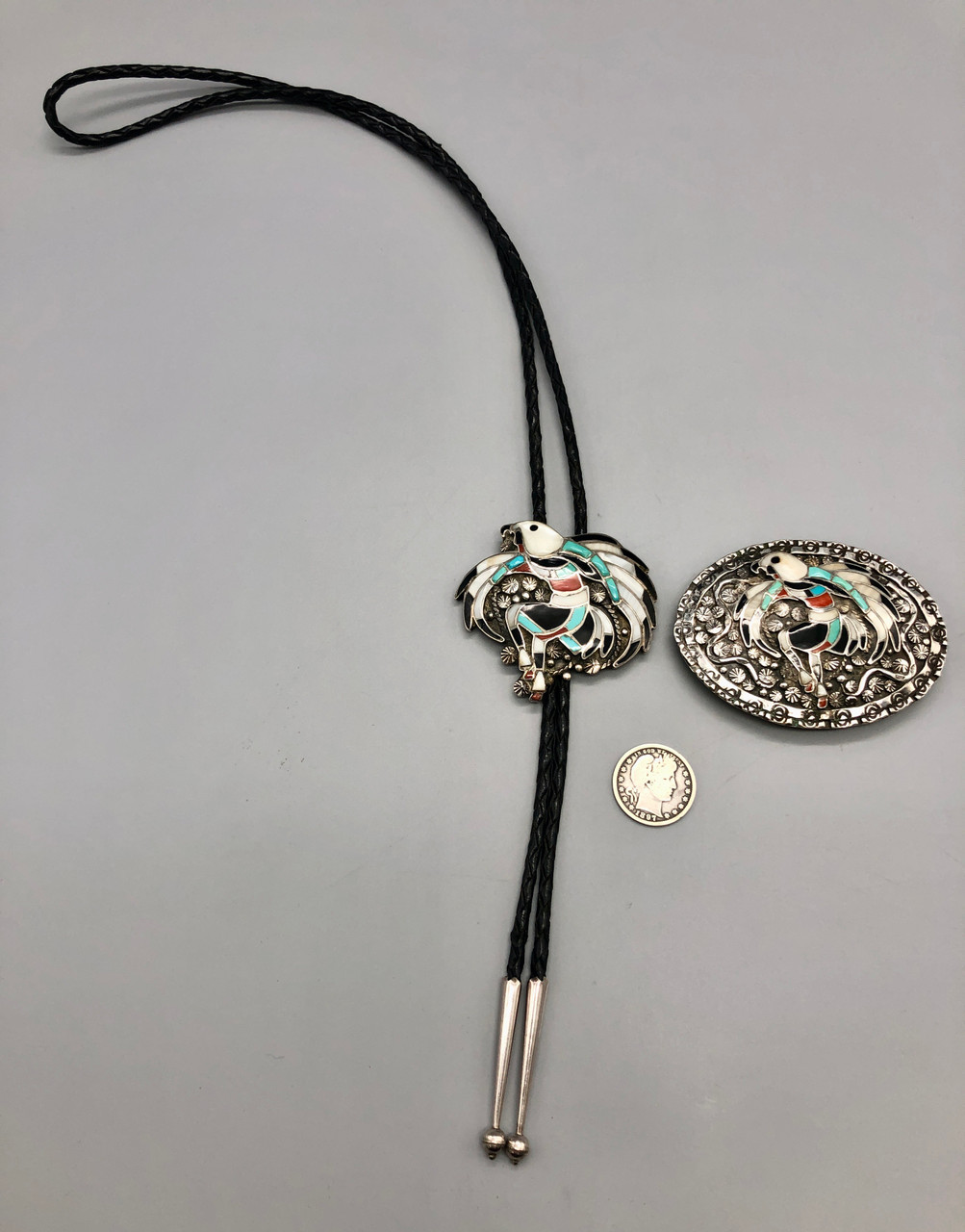 Zuni Inlay Bolo & Belt Buckle Set by John Lucio