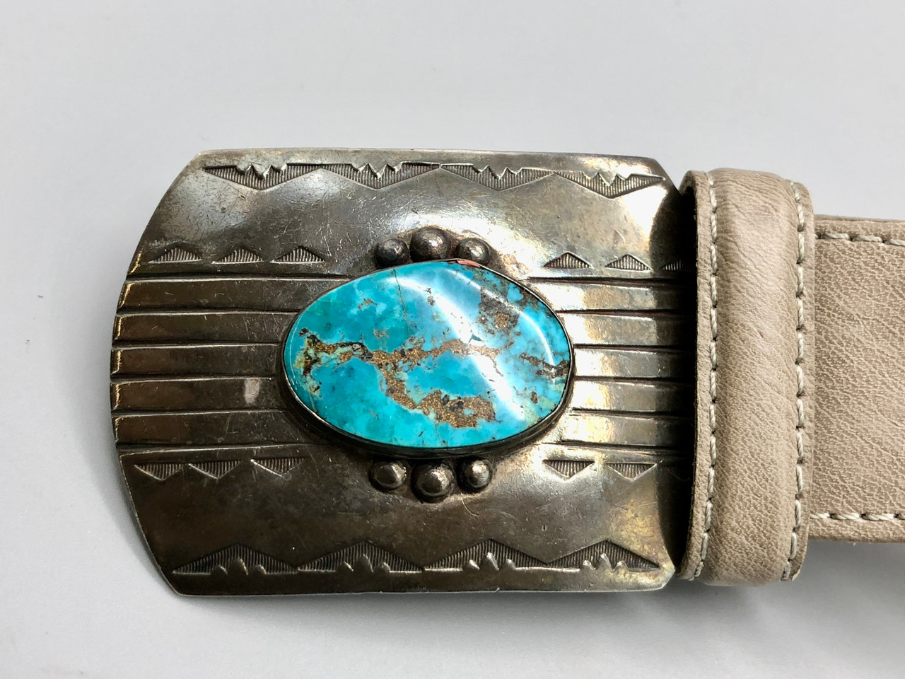 Sterling Silver & Turquoise Belt Buckle