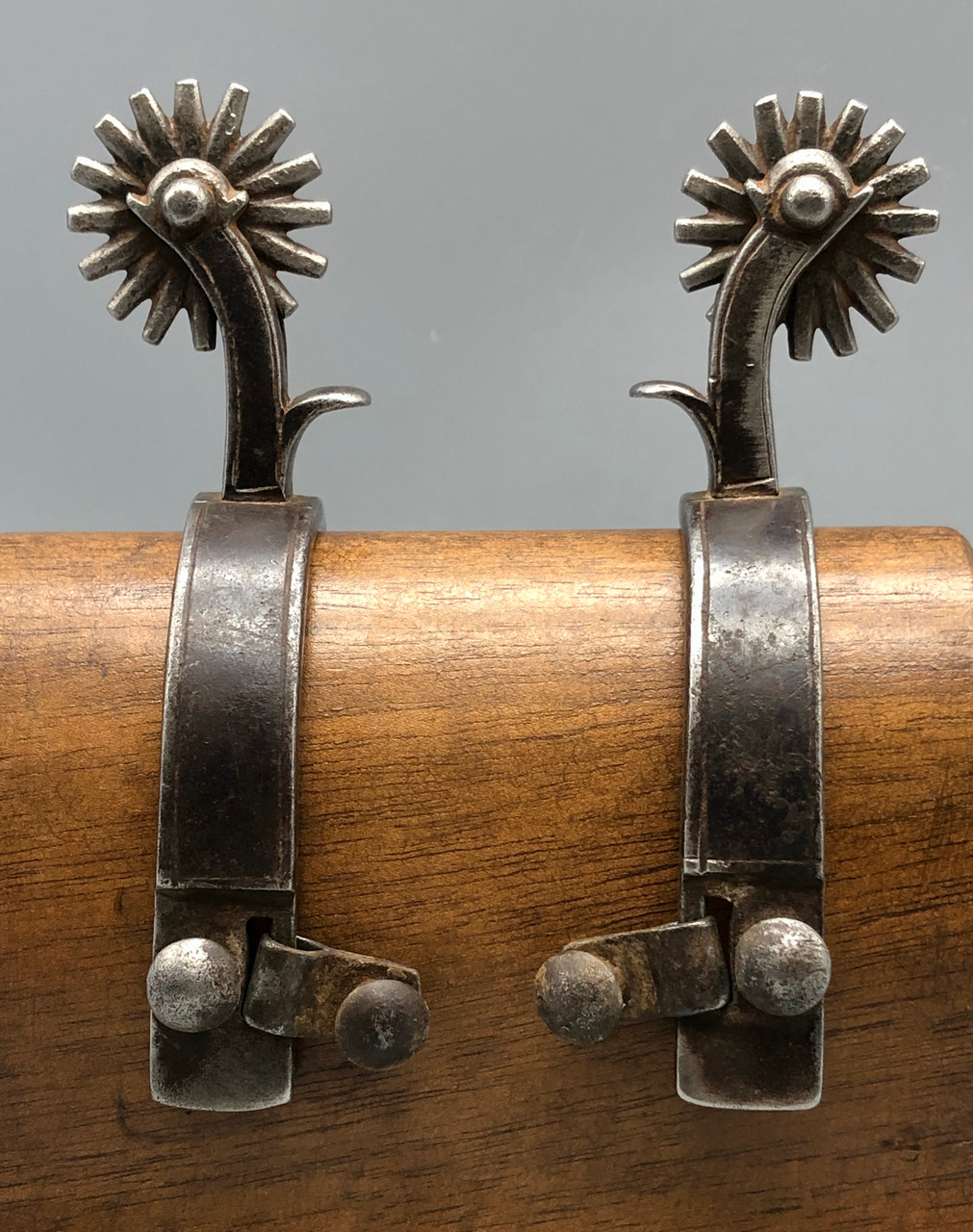 Vintage Hand Forged Spurs With Card Suite Inlay Patterns