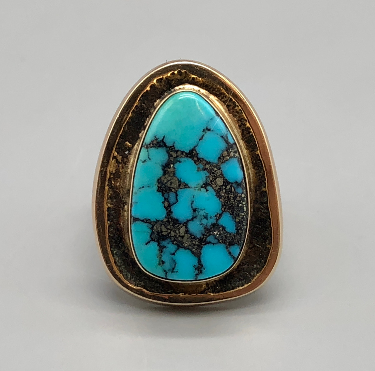 14K Gold & Morenci Turquoise Ring
