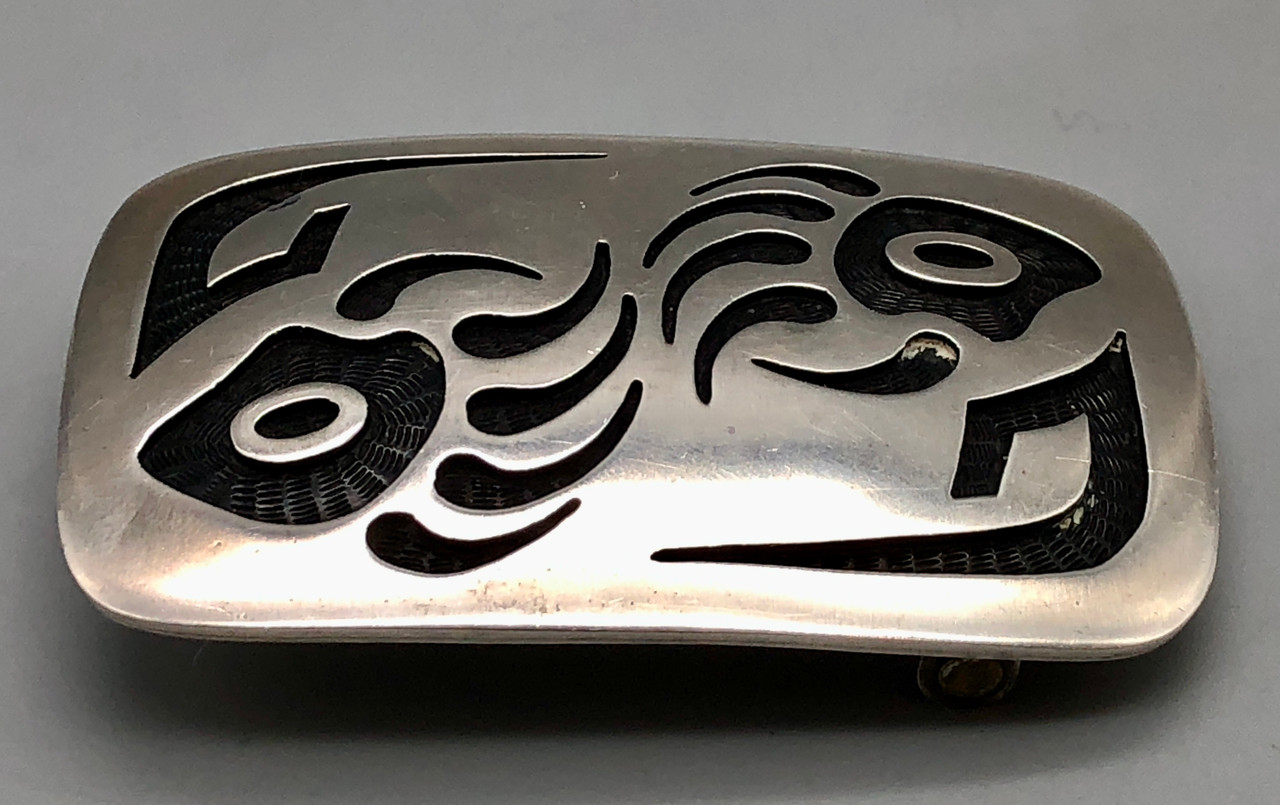 Hopi Overlay Belt Buckle by Bernard Dawahoya