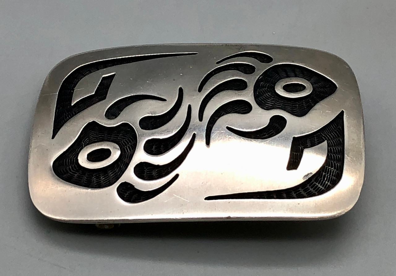 Hopi Overlay Belt Buckle by Bernard Dawahoya