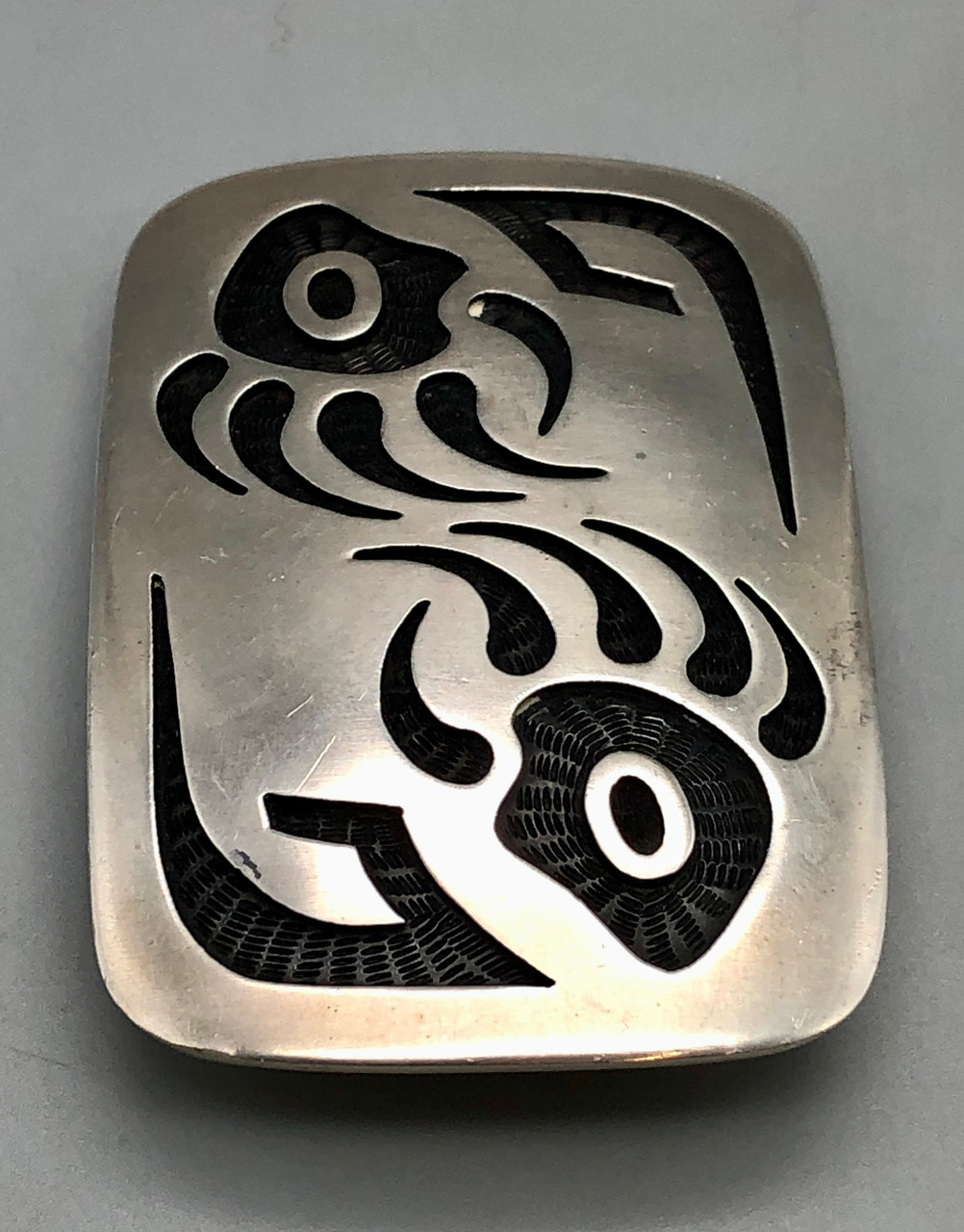 Hopi Overlay Belt Buckle by Bernard Dawahoya
