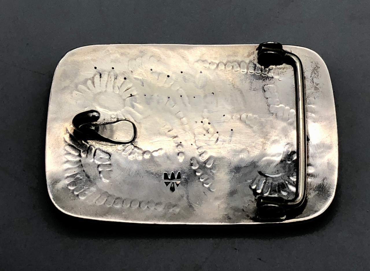 Hopi Overlay Belt Buckle by Bernard Dawahoya