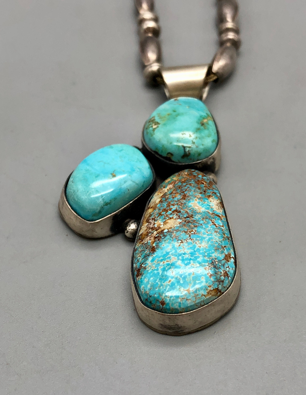 3 Stone Turquoise Sterling Silver Necklace