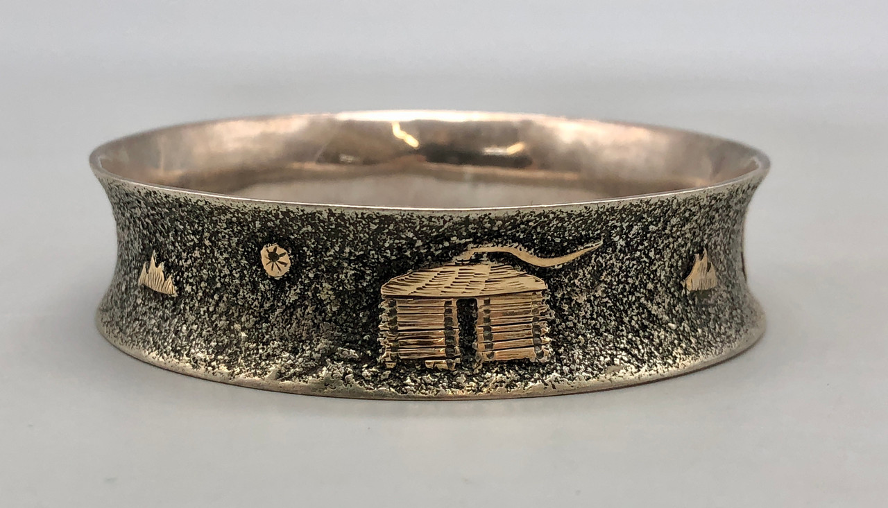 Sterling Silver and 14K Gold Storyteller Bangle Bracelet