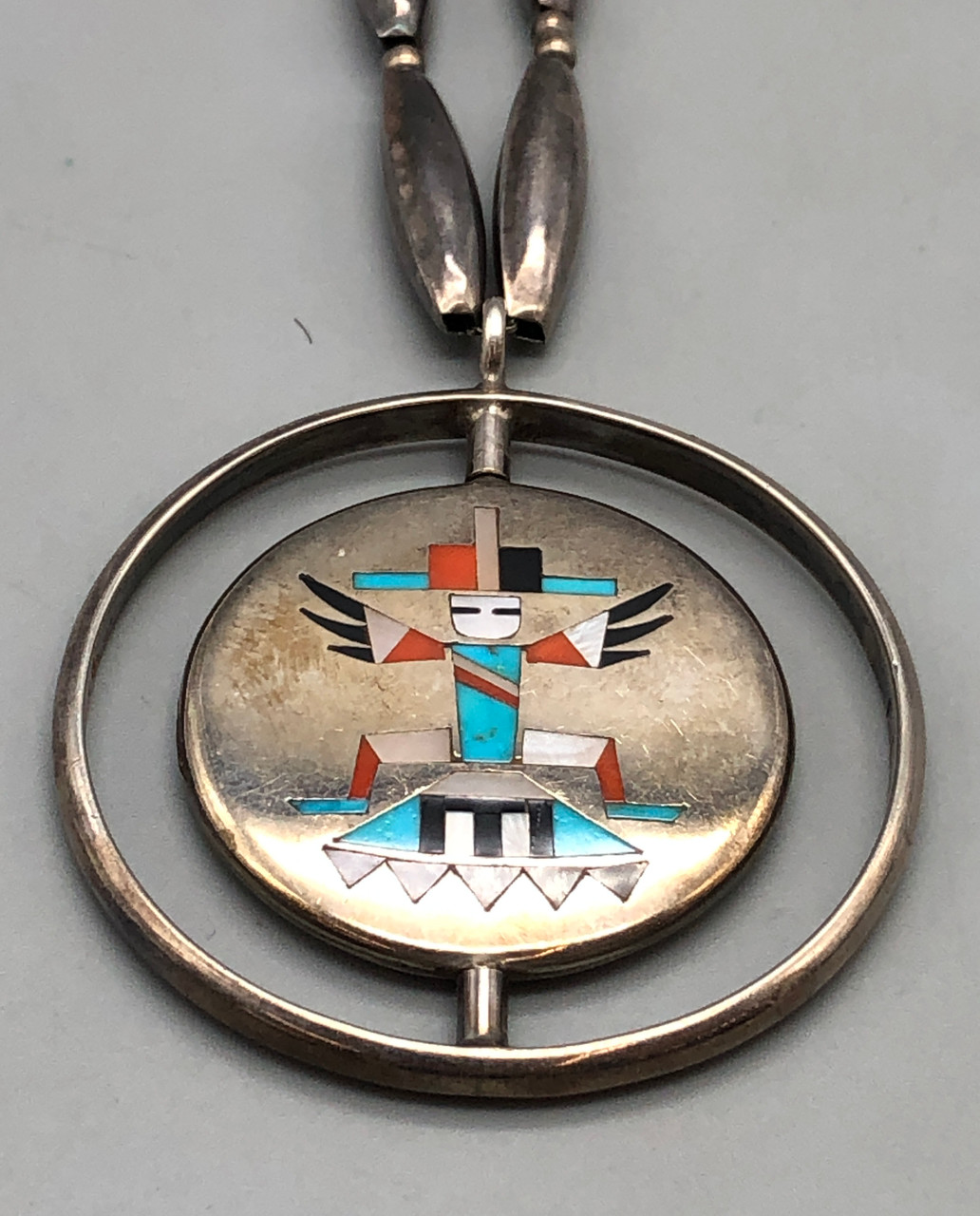 Vintage Zuni Inlay Spinner Necklace- Natachu