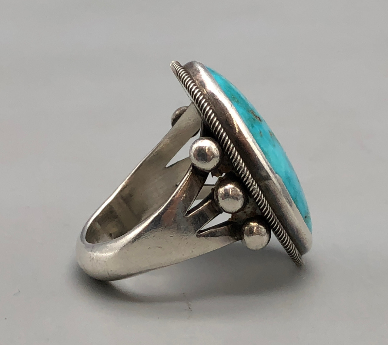 Turquoise and Sterling Silver Ring by Perry Shorty