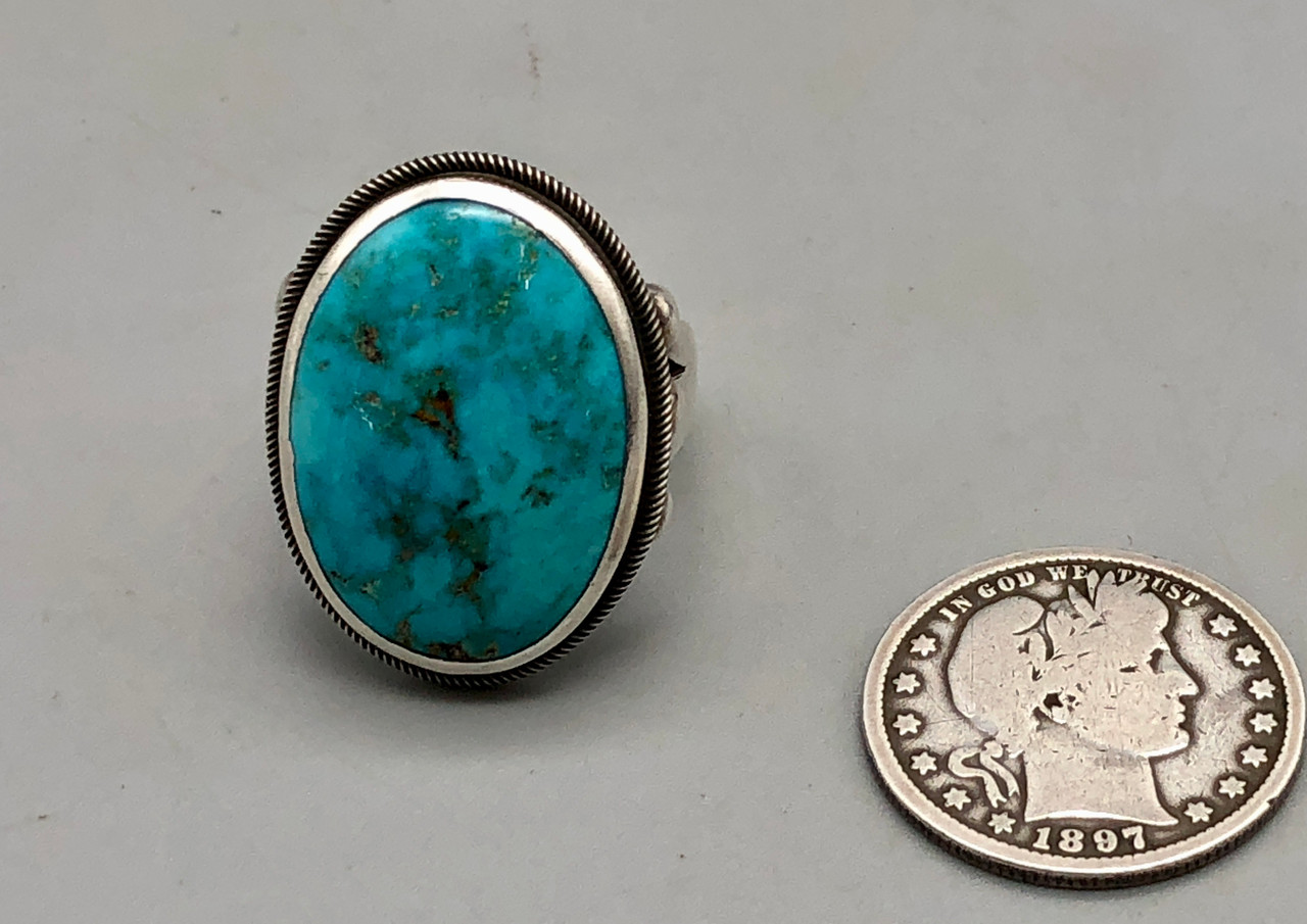 Turquoise and Sterling Silver Ring by Perry Shorty