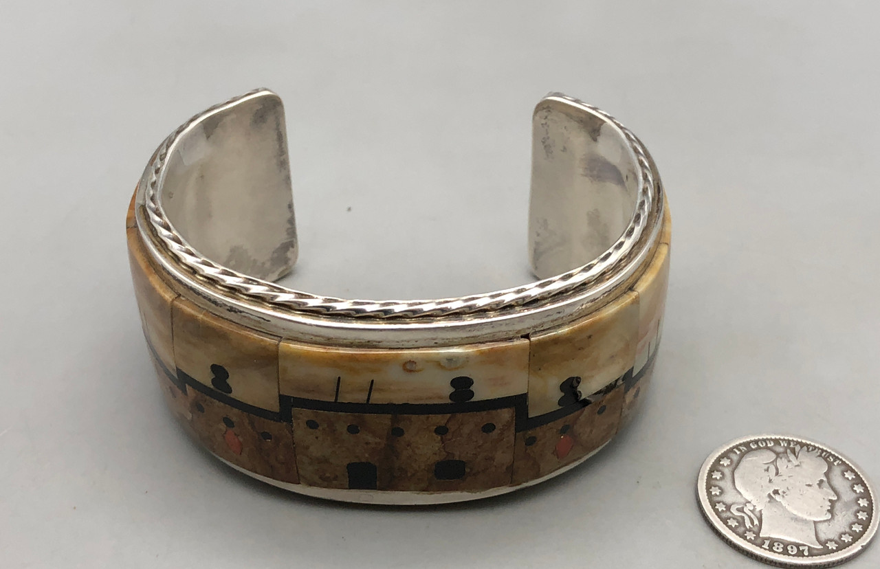 Zuni Storyteller Inlay Bracelet- Calavaza