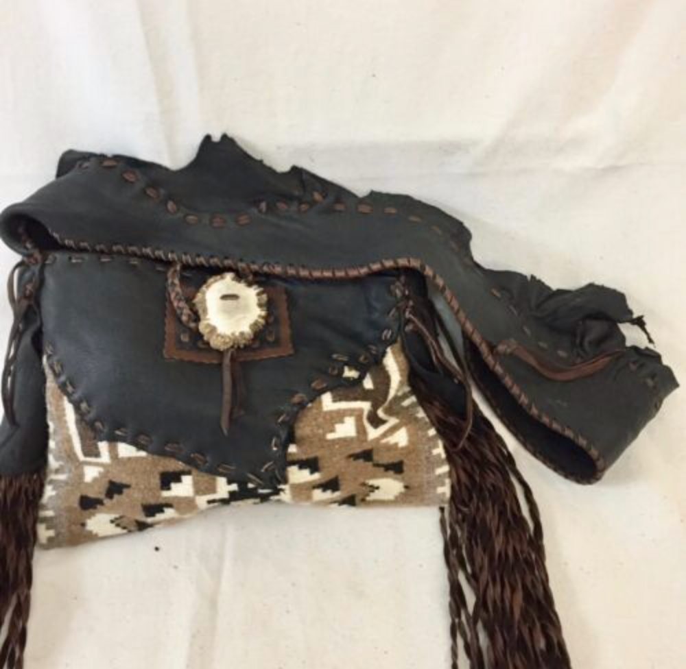 Beautiful! Navajo Textile Purse - Great Leather Fringe and Trim