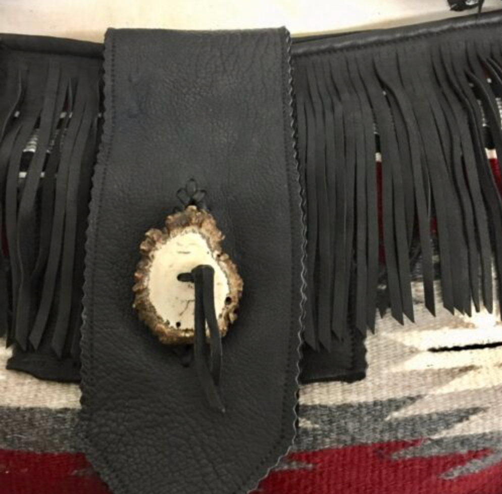 Authentic! Navajo Textile Purse - Great Leather Fringe and Trim