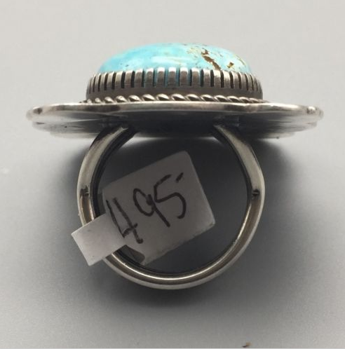 Turquoise and Sterling Silver Ring by Tommy Jackson, Known Navajo ...
