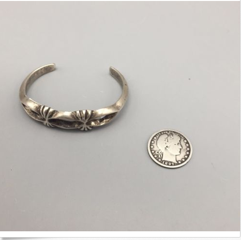 MID-CENTURY ERA BRACELET *STERLING OR COIN SILVER* SANDCAST STYLE
