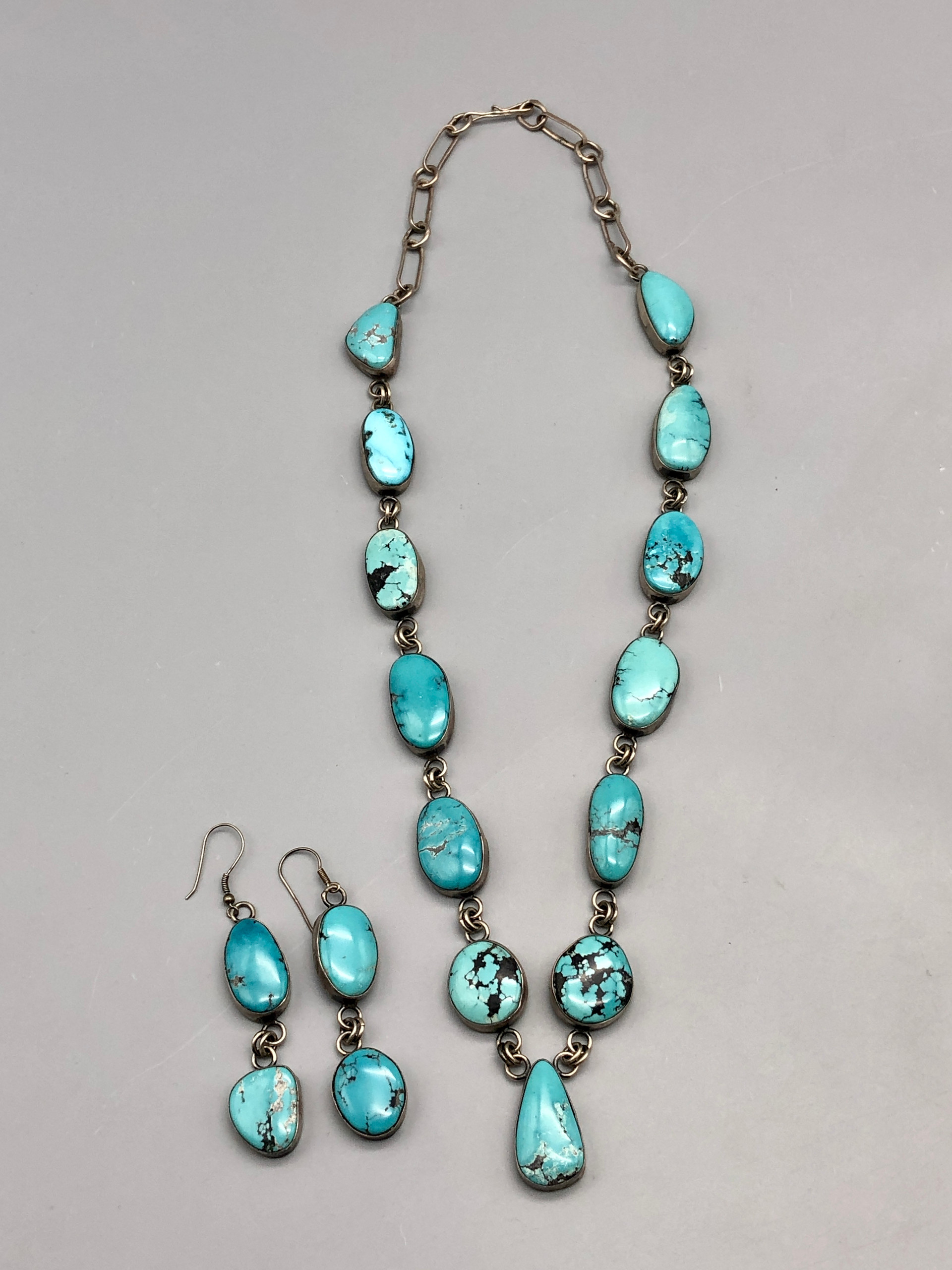 Marvelous Sterling Silver and Turquoise Necklace Set