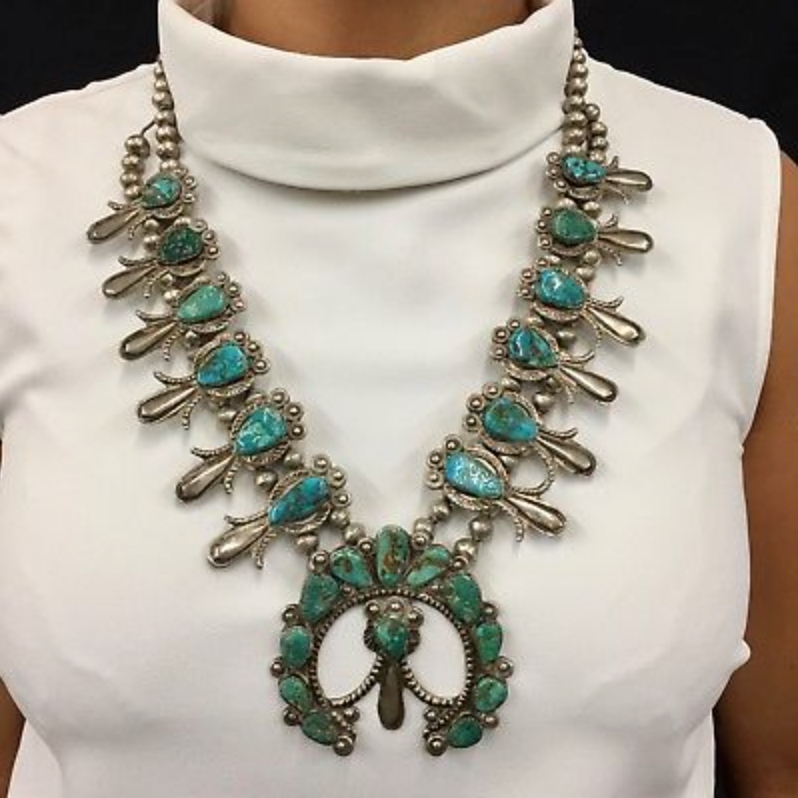 ATTR. Dan Simplicio, Vintage Turquoise and Sterling Silver Squash ...