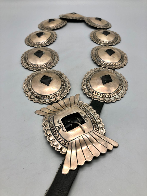 Circa 1940s First Phase Style Sterling Silver Concho Belt