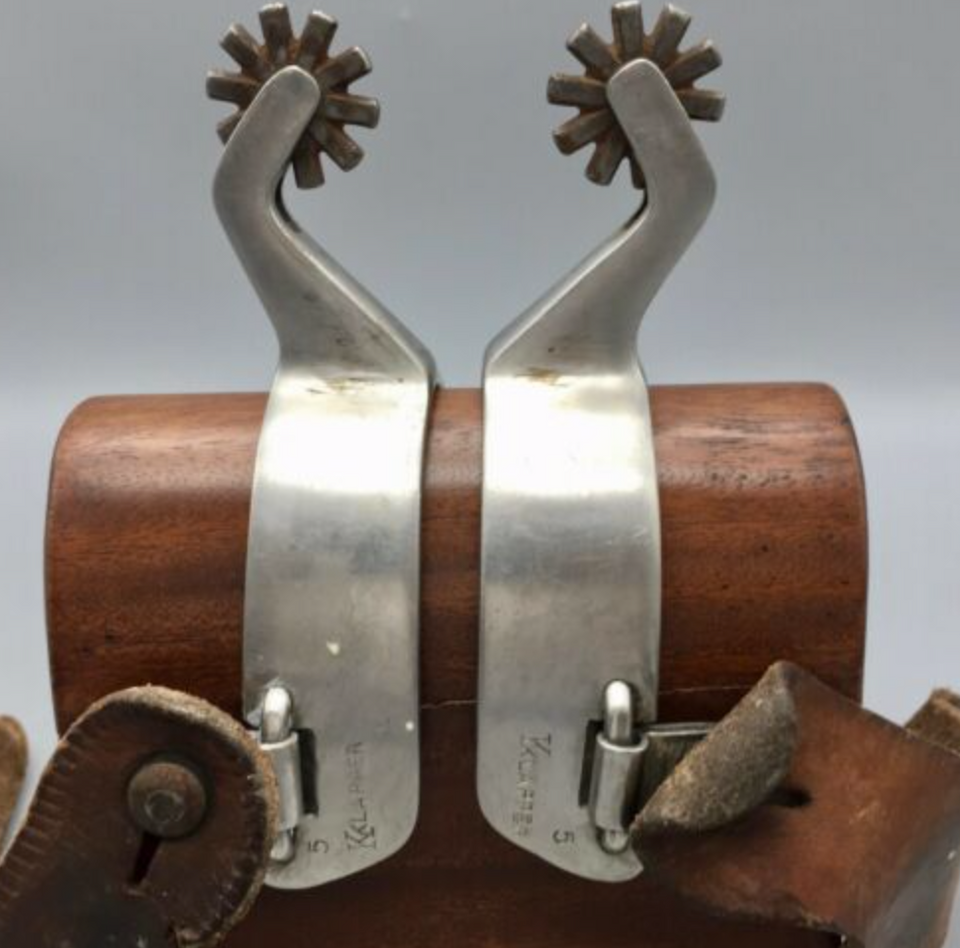 A Highly Collectable Pair of Early Spurs by Billy Klapper! Single Mounted