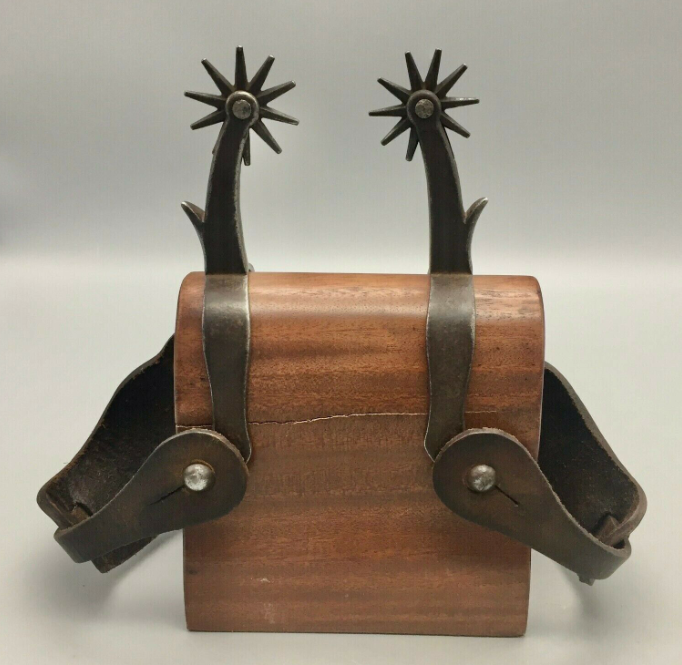 Collectable Single Mounted Spurs with Silver Inlay And Nice Straps ...