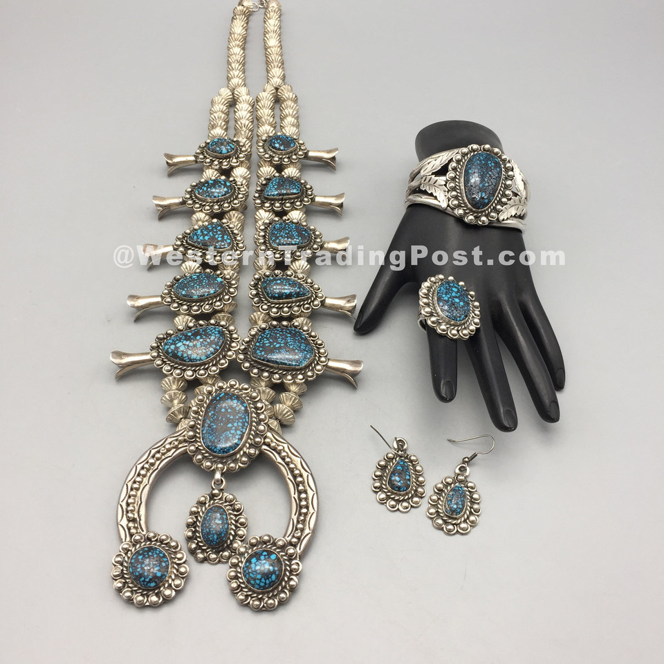 Rare! Gorgeous! LANDER BLUE Turquoise and Sterling Silver Squash ...