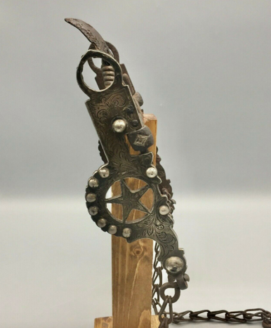Antique G.S. Garcia Silver Mounted Spade Bit - Elko Nev. Hallmark