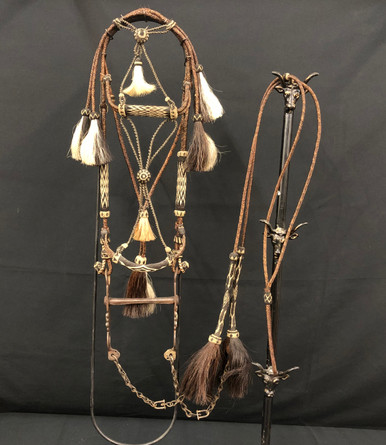 A Great Old Horsehair Bridle with Antique Buermann Kissing Birds Bit
