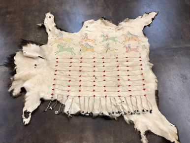 Hand Painted Plains Elk Hide Art
