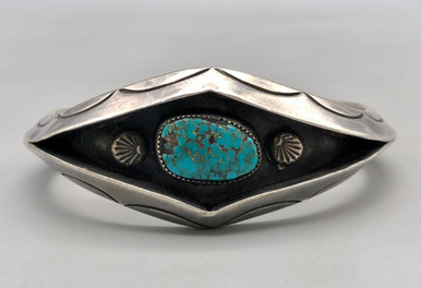 Unique Split Carinated Bracelet with Webbed Turquoise