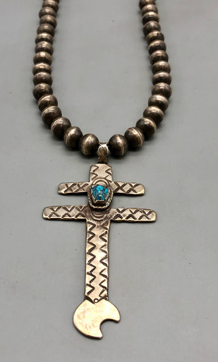 Vintage Handmade Sterling Silver Necklace with Isleta Cross