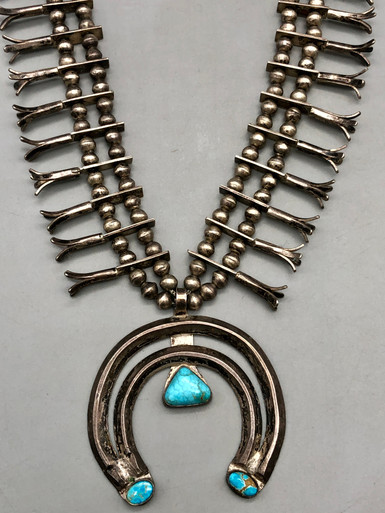 Circa 1930's Era Handmade Squash Blossom Necklace