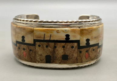 Zuni Storyteller Inlay Bracelet- Calavaza