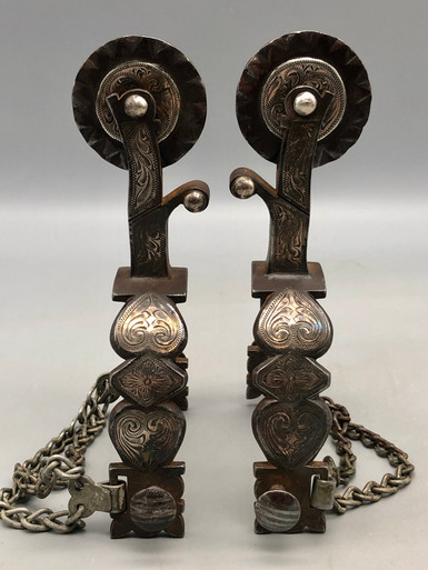 Fancy Pair Of Spurs With Heart Pattern Engravings