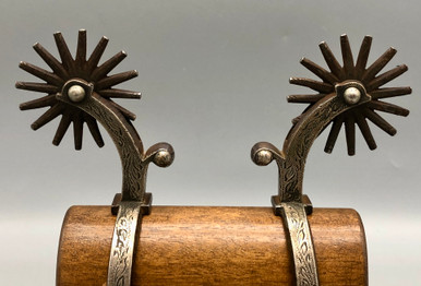 Spanish Style Spurs With Drop Shanks And Silver Mountings