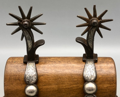 Nice California Style Spurs With Chap Guards And Bucking Horse Conchos