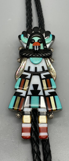 Andrew Dewa Multi Stone Inlay Bolo Tie Circa 1980s