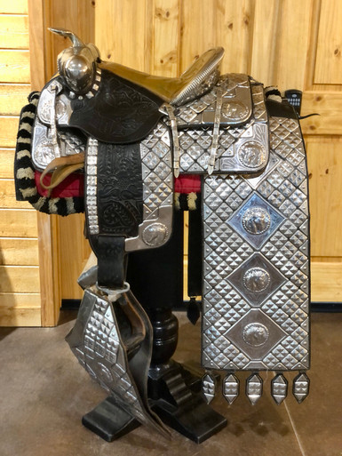 Vintage Ted Flowers Deluxe Parade Saddle With Serape, Bridle, Etc.