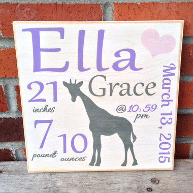 Birth Announcement Sign | Baby Nursery Sign | Shower Gift Idea