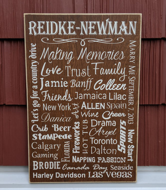 Custom Memories Sign - 12" x 18" - Heartwood Gifts