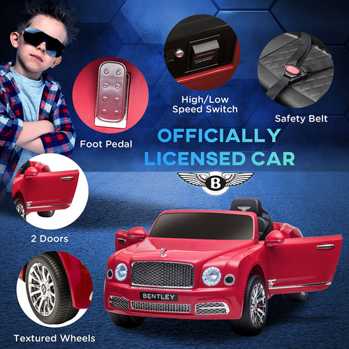 Red Kids Bentley Mulsanne 12v Ride-in Sports Car with Remote Control - Kids Electric Cars