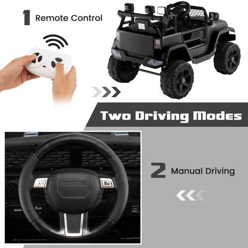 Black Kids 12v 4x4 Off-Road Rubicon Style Sit-in Truck + Remote - Kids ...