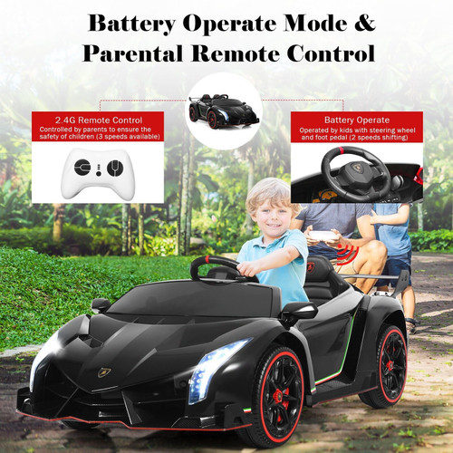 2 Seater Black Licensed Lamborghini Ride On Sports Car for Kids - Kids ...