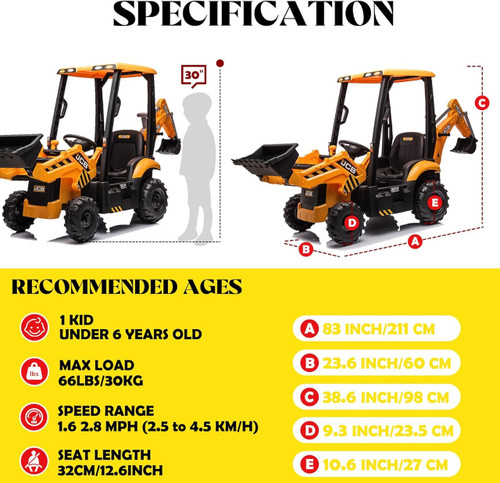 Children's Ride on Licensed JCB 12v Electric Digger & Excavator