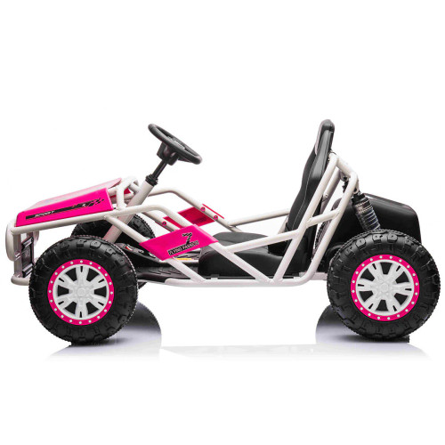 Girls 24v Pink Steel Frame Electric Off-Road Ride In Buggy Kart - Kids ...