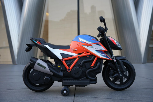 Kids Orange 12V Official KTM Ride on Superbike with Stabilizers - Kids ...